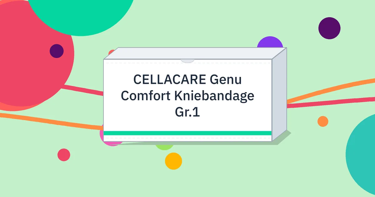 Symbolbild: Packung mit der Aufschrift CELLACARE Genu Comfort Kniebandage Gr.1 (PZN 20549691) – Verfügbarkeit und Bezug in Apotheken in Frankfurt am Main