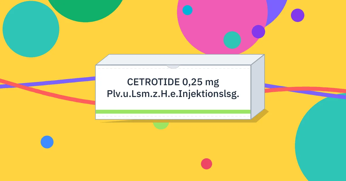 Symbolbild: Packung mit der Aufschrift CETROTIDE 0,25 mg Plv.u.Lsm.z.H.e.Injektionslsg. (PZN 11702774) – Verfügbarkeit und Bezug in Apotheken in Frankfurt am Main