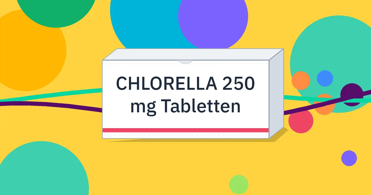 Symbolbild: Packung mit der Aufschrift CHLORELLA 250 mg Tabletten (PZN 03062651) – Verfügbarkeit und Bezug in Apotheken in Frankfurt am Main