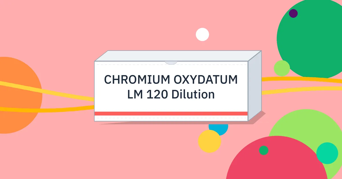 Symbolbild: Packung mit der Aufschrift CHROMIUM OXYDATUM LM 120 Dilution (PZN 13445809) – Verfügbarkeit und Bezug in Apotheken in Frankfurt am Main