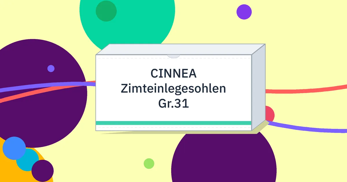 Symbolbild: Packung mit der Aufschrift CINNEA Zimteinlegesohlen Gr.31 (PZN 01909439) – Verfügbarkeit und Bezug in Apotheken in Frankfurt am Main
