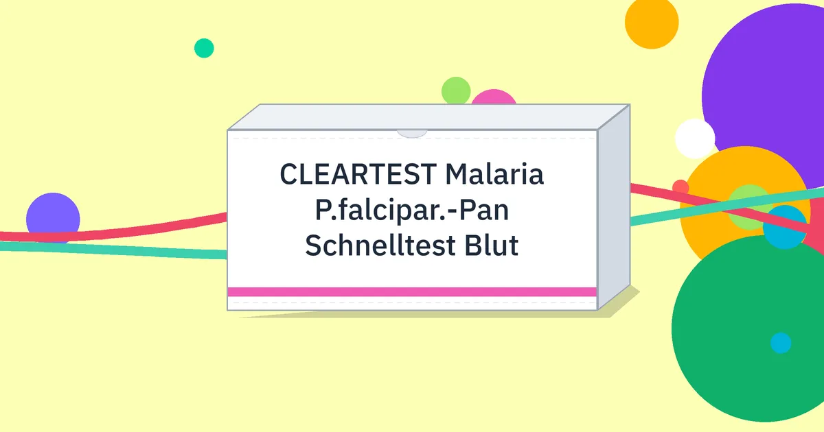 Symbolbild: Packung mit der Aufschrift CLEARTEST Malaria P.falcipar.-Pan Schnelltest Blut (PZN 18038813) – Verfügbarkeit und Bezug in Apotheken in Frankfurt am Main