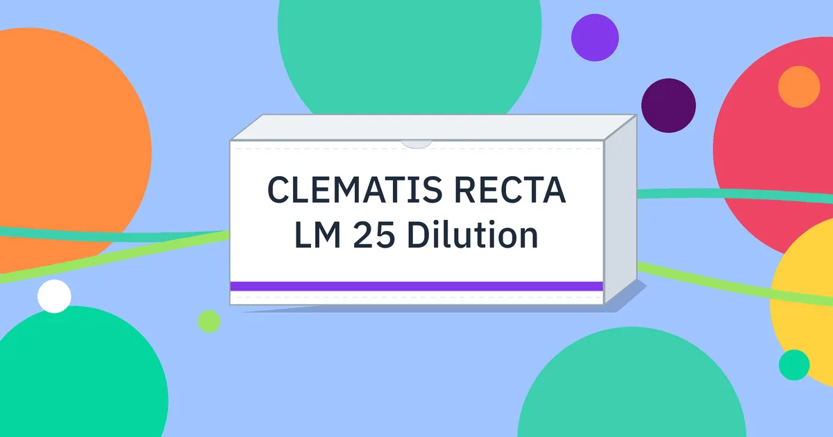 Symbolbild: Packung mit der Aufschrift CLEMATIS RECTA LM 25 Dilution (PZN 12822368) – Verfügbarkeit und Bezug in Apotheken in Frankfurt am Main