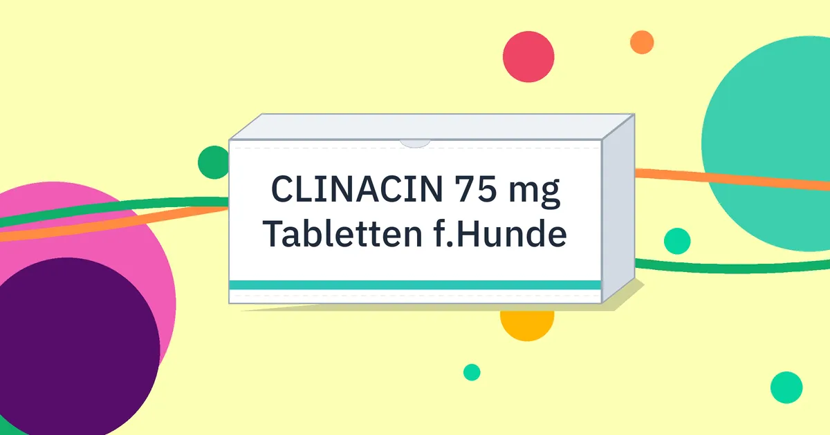 Symbolbild: Packung mit der Aufschrift CLINACIN 75 mg Tabletten f.Hunde (PZN 16138930) – Verfügbarkeit und Bezug in Apotheken in Frankfurt am Main