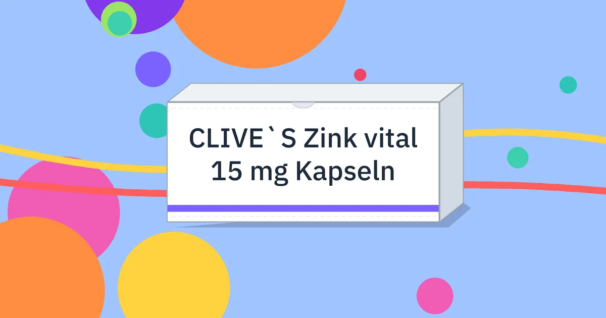 Symbolbild: Packung mit der Aufschrift CLIVE`S Zink vital 15 mg Kapseln (PZN 11856371) – Verfügbarkeit und Bezug in Apotheken in Frankfurt am Main