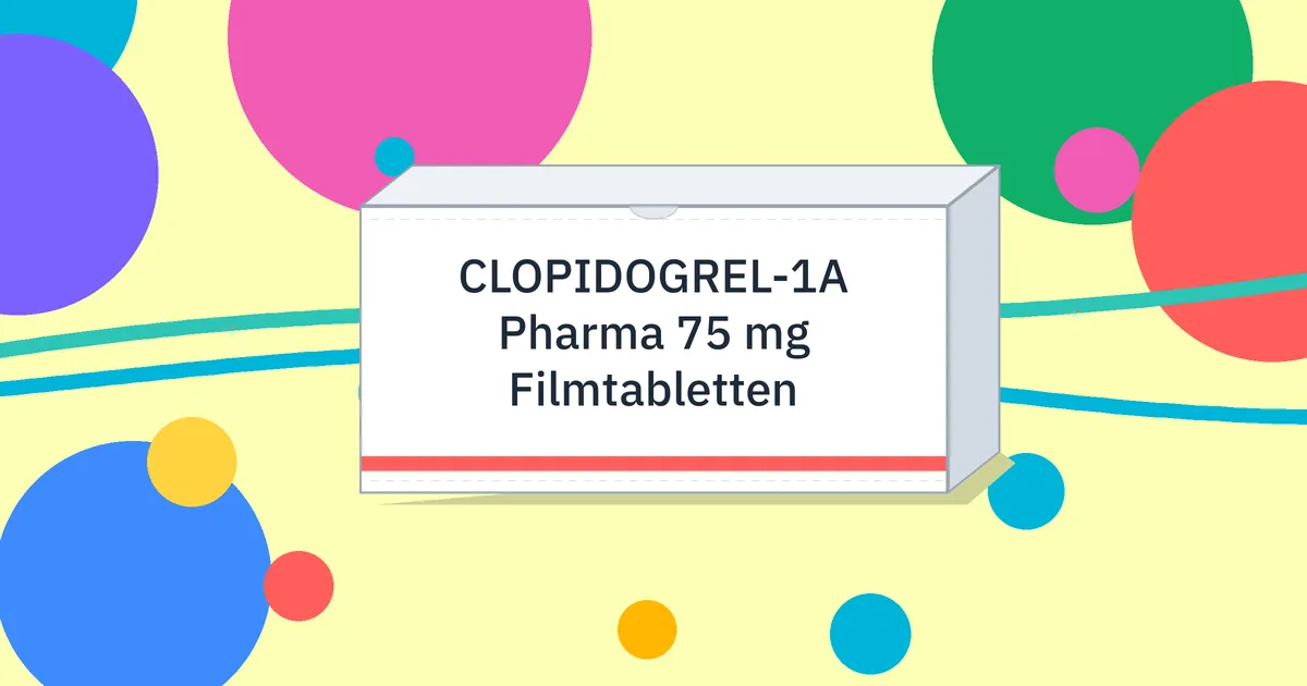 Symbolbild: Packung mit der Aufschrift CLOPIDOGREL-1A Pharma 75 mg Filmtabletten (PZN 15266614) – Verfügbarkeit und Bezug in Apotheken in Frankfurt am Main