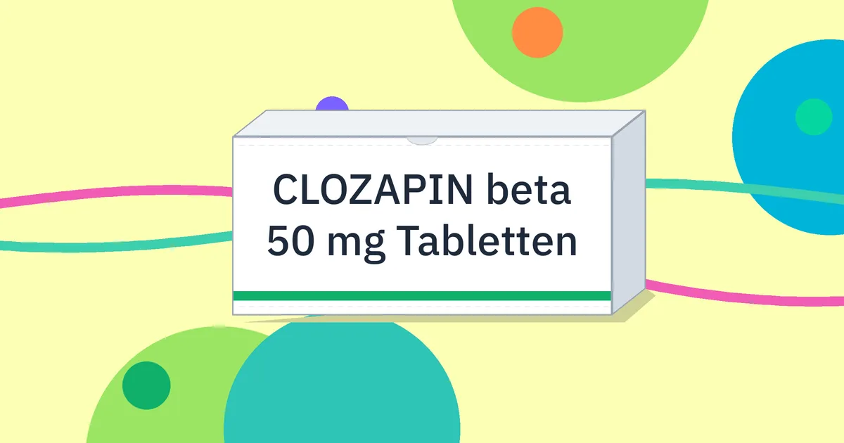 Symbolbild: Packung mit der Aufschrift CLOZAPIN beta 50 mg Tabletten (PZN 02827643) – Verfügbarkeit und Bezug in Apotheken in Frankfurt am Main