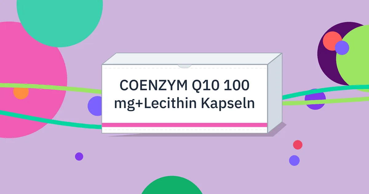 Symbolbild: Packung mit der Aufschrift COENZYM Q10 100 mg+Lecithin Kapseln (PZN 19500202) – Verfügbarkeit und Bezug in Apotheken in Frankfurt am Main