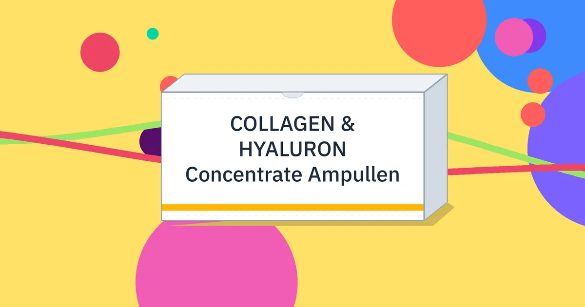 Symbolbild: Packung mit der Aufschrift COLLAGEN & HYALURON Concentrate Ampullen (PZN 20054050) – Verfügbarkeit und Bezug in Apotheken in Frankfurt am Main