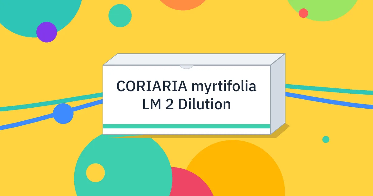 Symbolbild: Packung mit der Aufschrift CORIARIA myrtifolia LM 2 Dilution (PZN 13451543) – Verfügbarkeit und Bezug in Apotheken in Frankfurt am Main