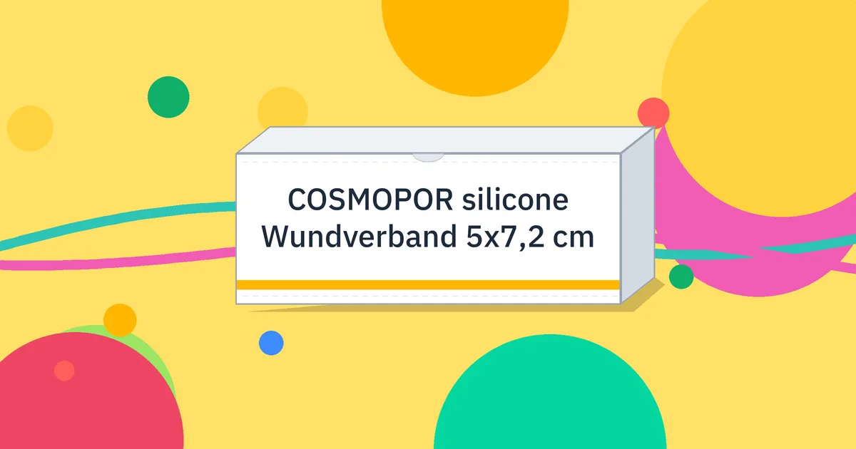 Symbolbild: Packung mit der Aufschrift COSMOPOR silicone Wundverband 5x7,2 cm (PZN 17417810) – Verfügbarkeit und Bezug in Apotheken in Frankfurt am Main