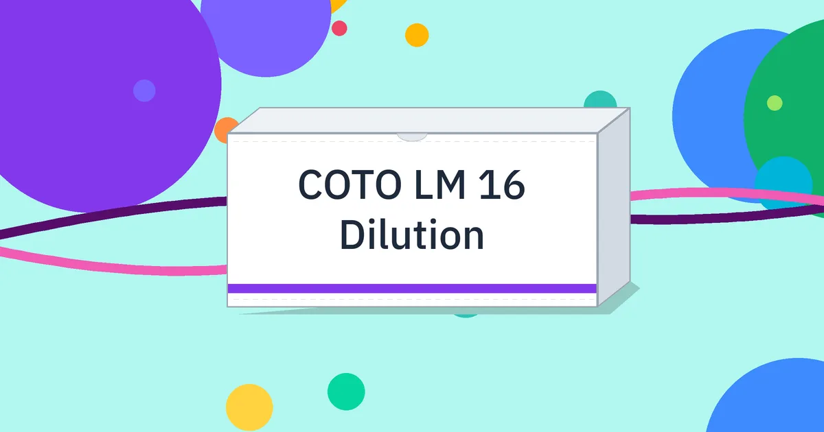 Symbolbild: Packung mit der Aufschrift COTO LM 16 Dilution (PZN 13455417) – Verfügbarkeit und Bezug in Apotheken in Frankfurt am Main