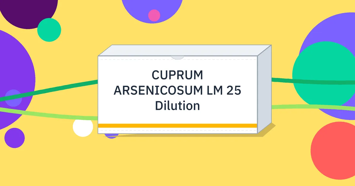 Symbolbild: Packung mit der Aufschrift CUPRUM ARSENICOSUM LM 25 Dilution (PZN 12837884) – Verfügbarkeit und Bezug in Apotheken in Frankfurt am Main