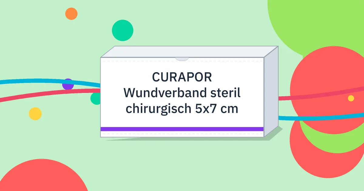 Symbolbild: Packung mit der Aufschrift CURAPOR Wundverband steril chirurgisch 5x7 cm (PZN 19166849) – Verfügbarkeit und Bezug in Apotheken in Frankfurt am Main