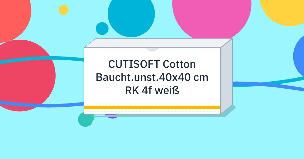 Symbolbild: Packung mit der Aufschrift CUTISOFT Cotton Baucht.unst.40x40 cm RK 4f weiß (PZN 03902163) – Verfügbarkeit und Bezug in Apotheken in Frankfurt am Main