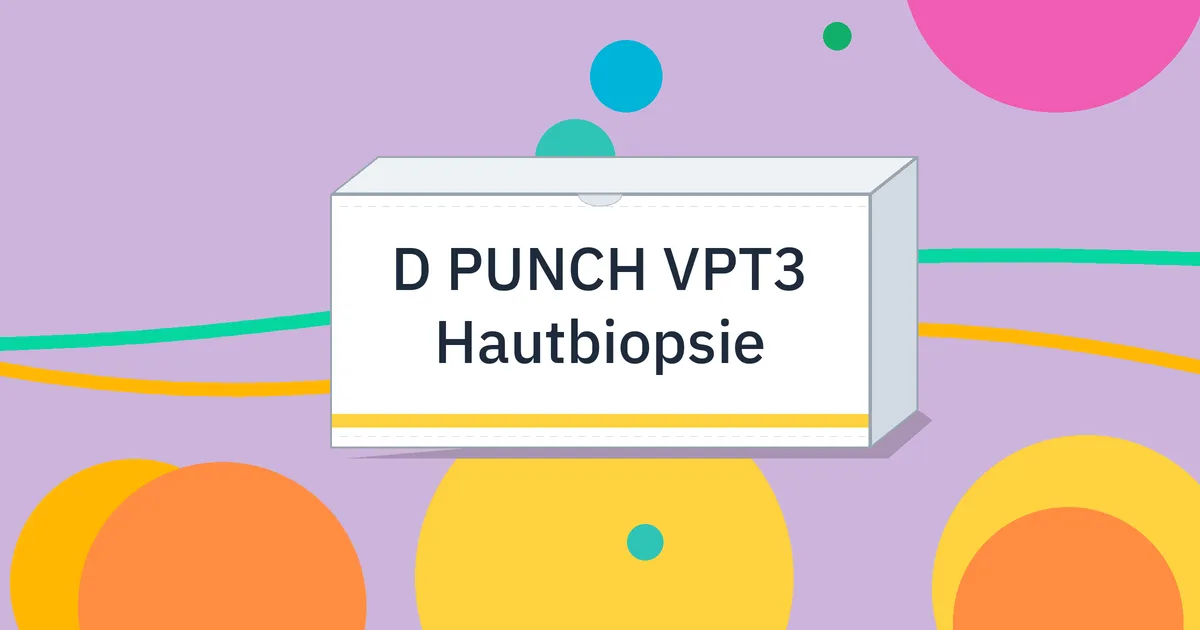 Symbolbild: Packung mit der Aufschrift D PUNCH VPT3 Hautbiopsie (PZN 19250337) – Verfügbarkeit und Bezug in Apotheken in Frankfurt am Main