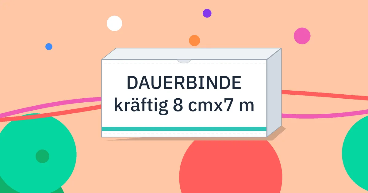 Symbolbild: Packung mit der Aufschrift DAUERBINDE kräftig 8 cmx7 m (PZN 12588932) – Verfügbarkeit und Bezug in Apotheken in Frankfurt am Main