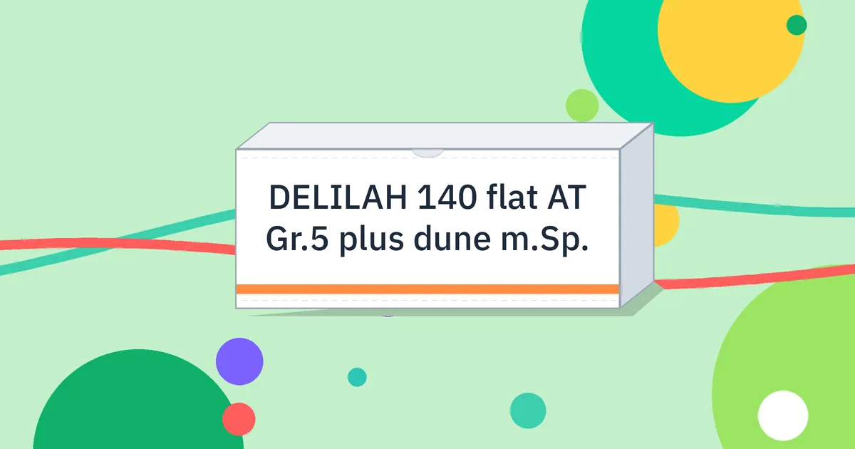 Symbolbild: Packung mit der Aufschrift DELILAH 140 flat AT Gr.5 plus dune m.Sp. (PZN 14248181) – Verfügbarkeit und Bezug in Apotheken in Frankfurt am Main