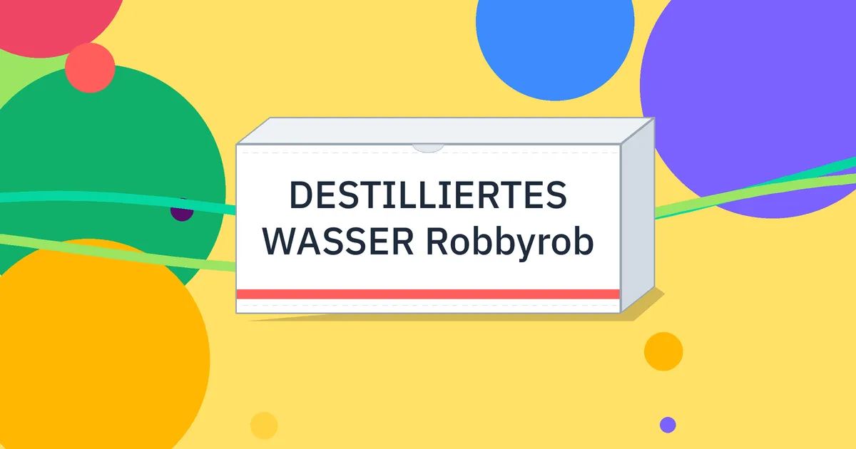 Symbolbild: Packung mit der Aufschrift DESTILLIERTES WASSER Robbyrob (PZN 08890826) – Verfügbarkeit und Bezug in Apotheken in Frankfurt am Main