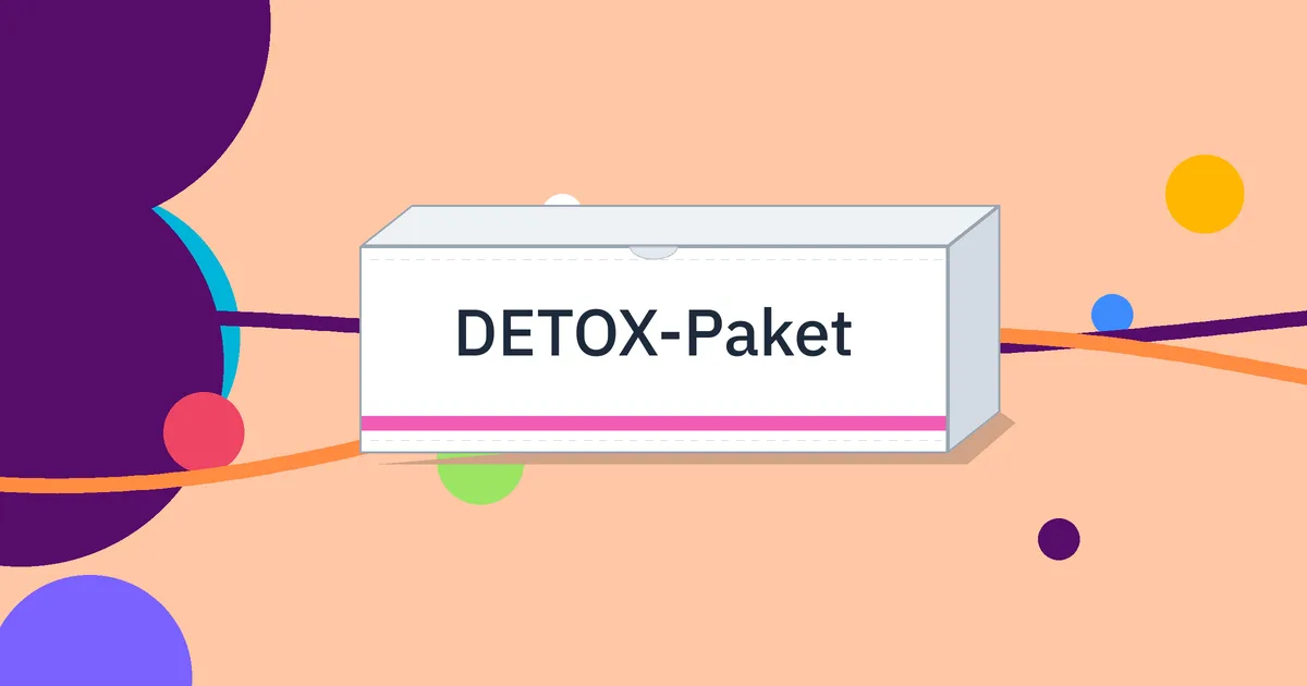 Symbolbild: Packung mit der Aufschrift DETOX-Paket (PZN 20358459) – Verfügbarkeit und Bezug in Apotheken in Frankfurt am Main