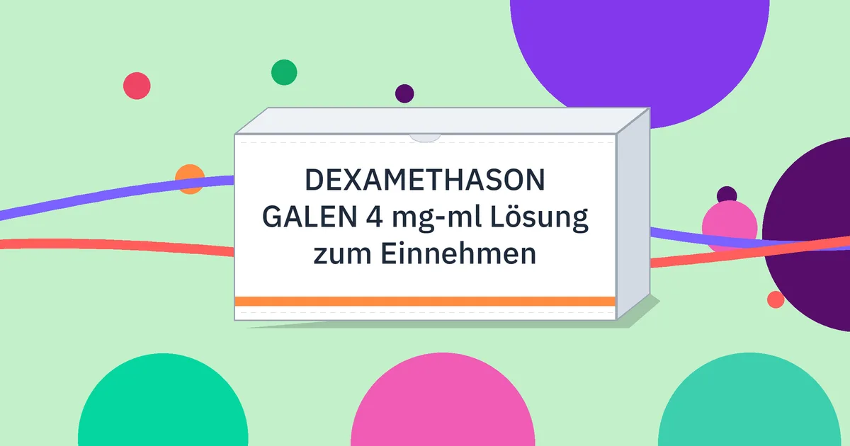 Symbolbild: Packung mit der Aufschrift DEXAMETHASON GALEN 4 mg-ml Lösung zum Einnehmen (PZN 17955967) – Verfügbarkeit und Bezug in Apotheken in Frankfurt am Main