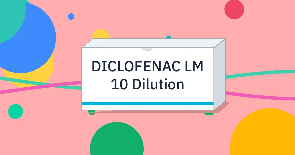 Symbolbild: Packung mit der Aufschrift DICLOFENAC LM 10 Dilution (PZN 12841259) – Verfügbarkeit und Bezug in Apotheken in Frankfurt am Main