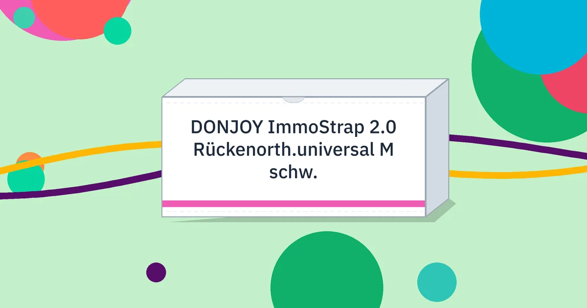 Symbolbild: Packung mit der Aufschrift DONJOY ImmoStrap 2.0 Rückenorth.universal M schw. (PZN 20571070) – Verfügbarkeit und Bezug in Apotheken in Frankfurt am Main