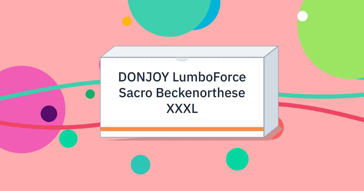 Symbolbild: Packung mit der Aufschrift DONJOY LumboForce Sacro Beckenorthese XXXL (PZN 19377747) – Verfügbarkeit und Bezug in Apotheken in Frankfurt am Main