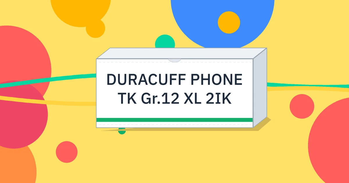 Symbolbild: Packung mit der Aufschrift DURACUFF PHONE TK Gr.12 XL 2IK (PZN 04963907) – Verfügbarkeit und Bezug in Apotheken in Frankfurt am Main