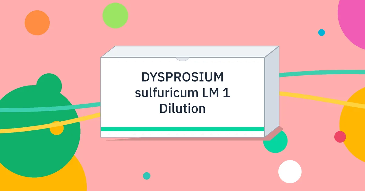 Symbolbild: Packung mit der Aufschrift DYSPROSIUM sulfuricum LM 1 Dilution (PZN 13467811) – Verfügbarkeit und Bezug in Apotheken in Frankfurt am Main
