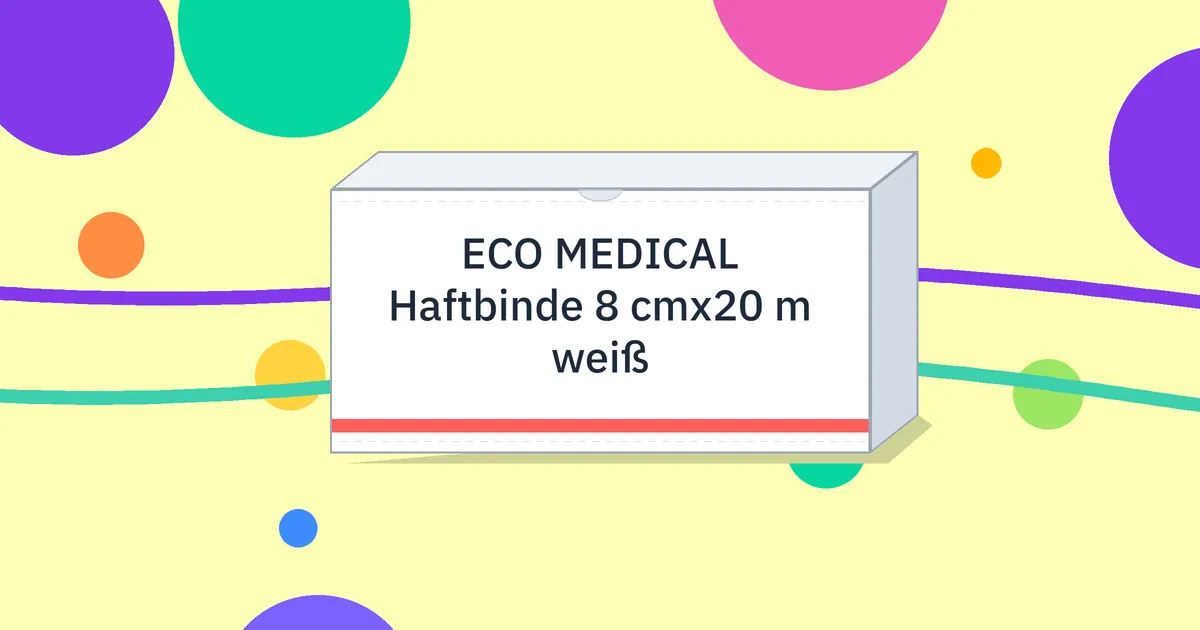 Symbolbild: Packung mit der Aufschrift ECO MEDICAL Haftbinde 8 cmx20 m weiß (PZN 00733665) – Verfügbarkeit und Bezug in Apotheken in Frankfurt am Main