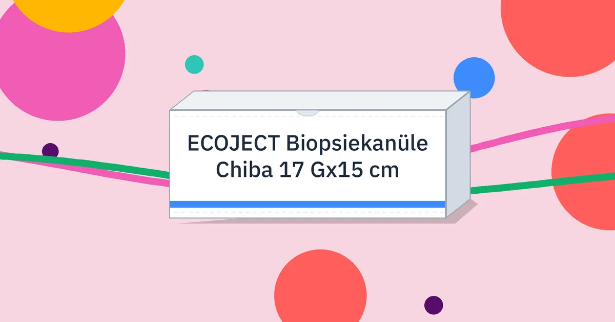 Symbolbild: Packung mit der Aufschrift ECOJECT Biopsiekanüle Chiba 17 Gx15 cm (PZN 06125010) – Verfügbarkeit und Bezug in Apotheken in Frankfurt am Main