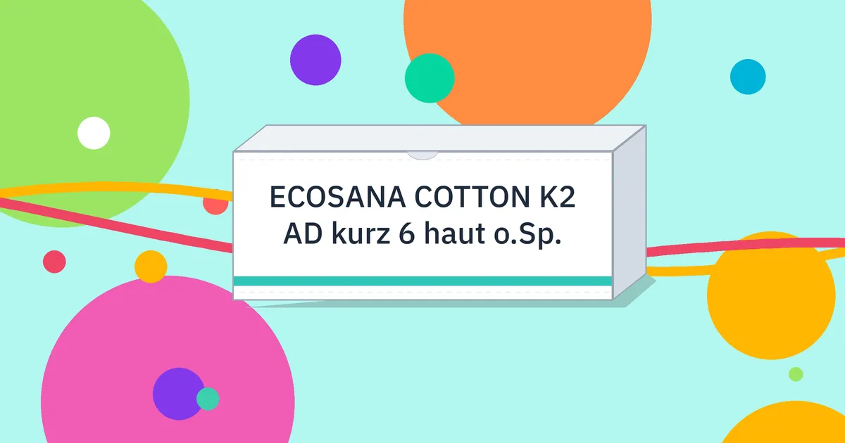 Symbolbild: Packung mit der Aufschrift ECOSANA COTTON K2 AD kurz 6 haut o.Sp. (PZN 16948379) – Verfügbarkeit und Bezug in Apotheken in Frankfurt am Main