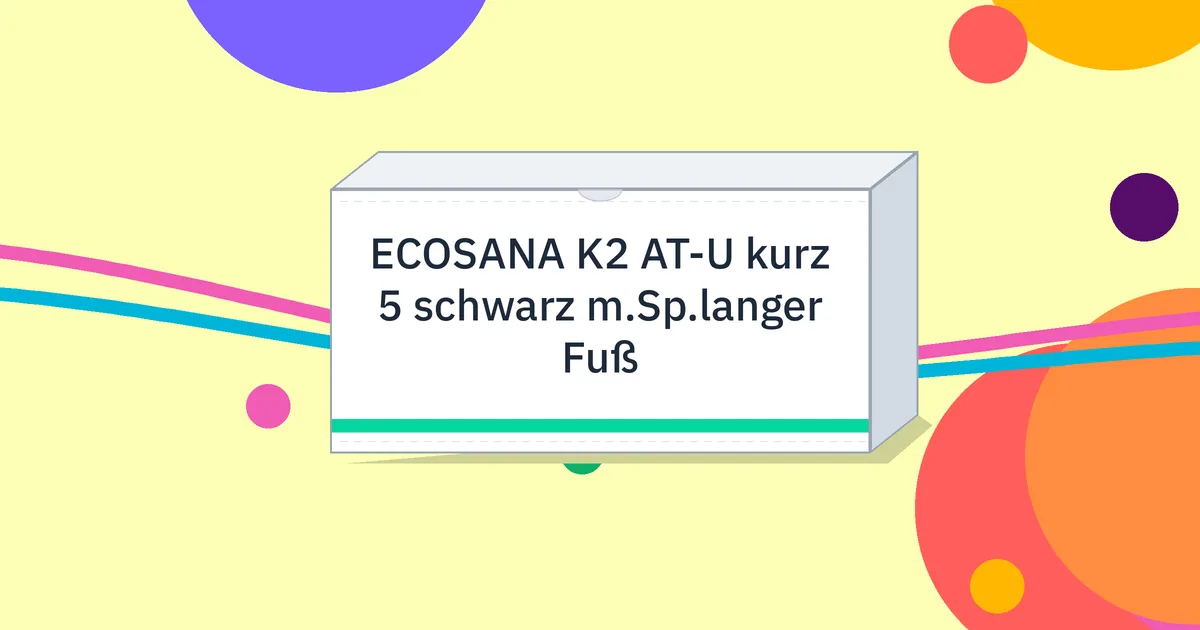 Symbolbild: Packung mit der Aufschrift ECOSANA K2 AT-U kurz 5 schwarz m.Sp.langer Fuß (PZN 10954692) – Verfügbarkeit und Bezug in Apotheken in Frankfurt am Main