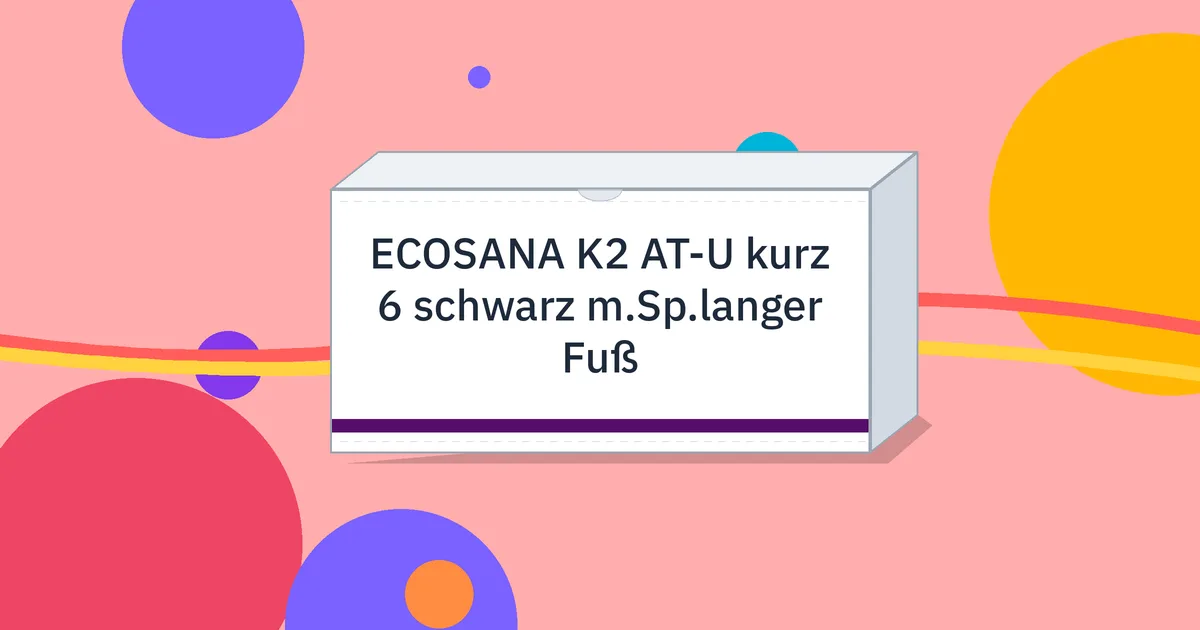 Symbolbild: Packung mit der Aufschrift ECOSANA K2 AT-U kurz 6 schwarz m.Sp.langer Fuß (PZN 10954723) – Verfügbarkeit und Bezug in Apotheken in Frankfurt am Main