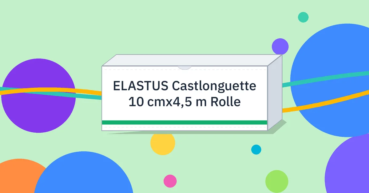 Symbolbild: Packung mit der Aufschrift ELASTUS Castlonguette 10 cmx4,5 m Rolle (PZN 06476815) – Verfügbarkeit und Bezug in Apotheken in Frankfurt am Main