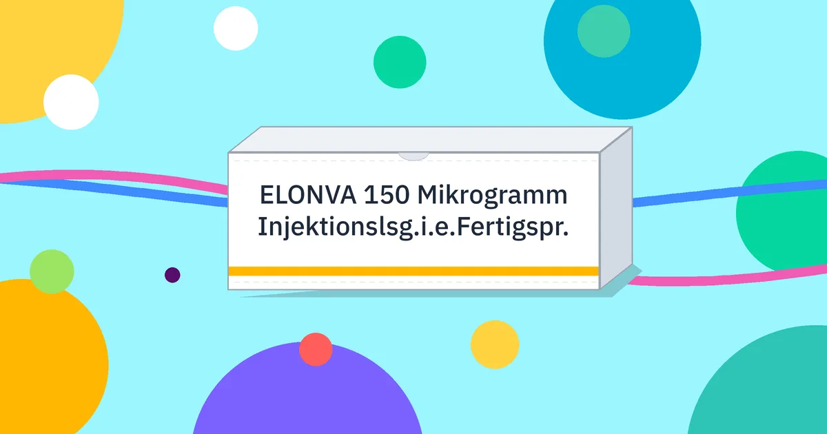 Symbolbild: Packung mit der Aufschrift ELONVA 150 Mikrogramm Injektionslsg.i.e.Fertigspr. (PZN 06986203) – Verfügbarkeit und Bezug in Apotheken in Frankfurt am Main
