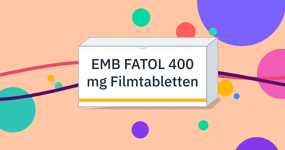 Symbolbild: Packung mit der Aufschrift EMB FATOL 400 mg Filmtabletten (PZN 03827295) – Verfügbarkeit und Bezug in Apotheken in Frankfurt am Main