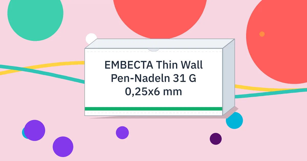 Symbolbild: Packung mit der Aufschrift EMBECTA Thin Wall Pen-Nadeln 31 G 0,25x6 mm (PZN 20623022) – Verfügbarkeit und Bezug in Apotheken in Frankfurt am Main