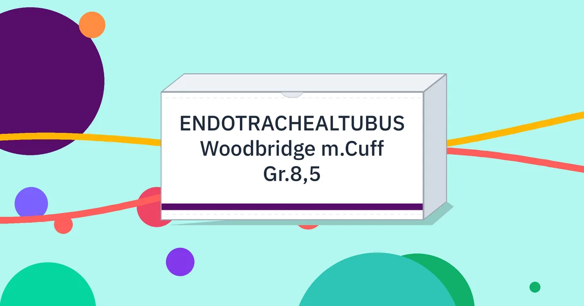 Symbolbild: Packung mit der Aufschrift ENDOTRACHEALTUBUS Woodbridge m.Cuff Gr.8,5 (PZN 04878165) – Verfügbarkeit und Bezug in Apotheken in Frankfurt am Main