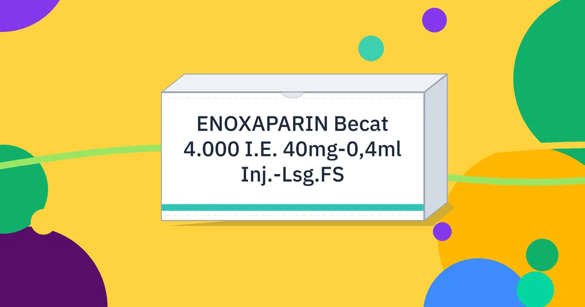 Symbolbild: Packung mit der Aufschrift ENOXAPARIN Becat 4.000 I.E. 40mg-0,4ml Inj.-Lsg.FS (PZN 17976372) – Verfügbarkeit und Bezug in Apotheken in Frankfurt am Main