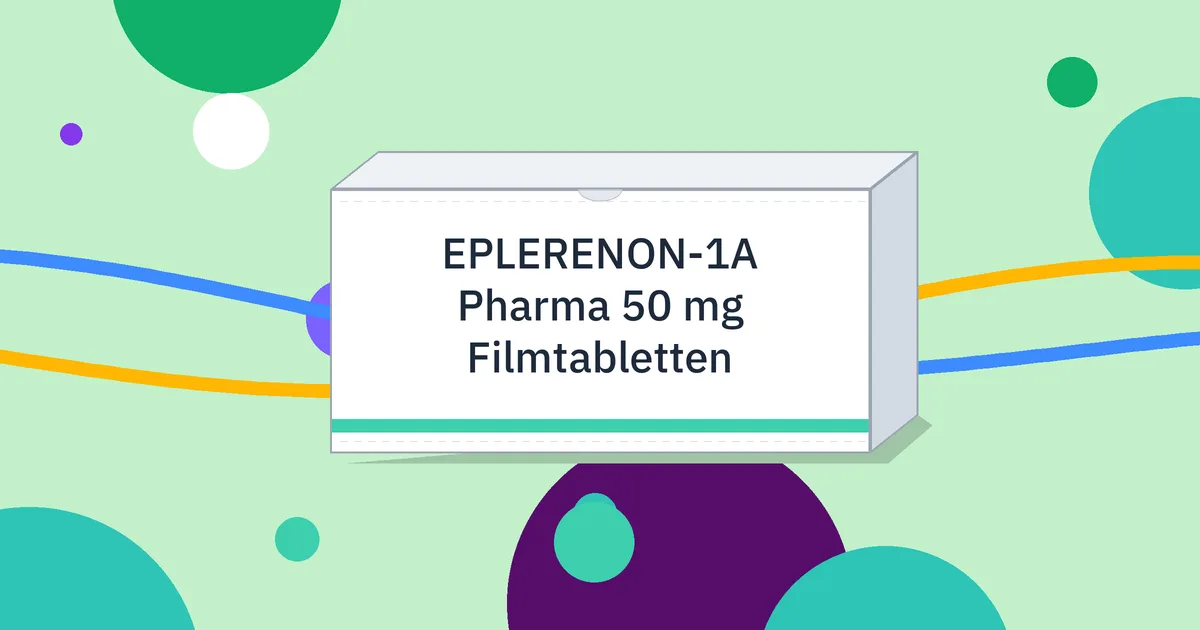 Symbolbild: Packung mit der Aufschrift EPLERENON-1A Pharma 50 mg Filmtabletten (PZN 10991204) – Verfügbarkeit und Bezug in Apotheken in Frankfurt am Main