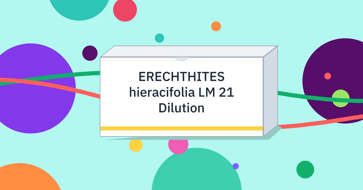 Symbolbild: Packung mit der Aufschrift ERECHTHITES hieracifolia LM 21 Dilution (PZN 13474455) – Verfügbarkeit und Bezug in Apotheken in Frankfurt am Main