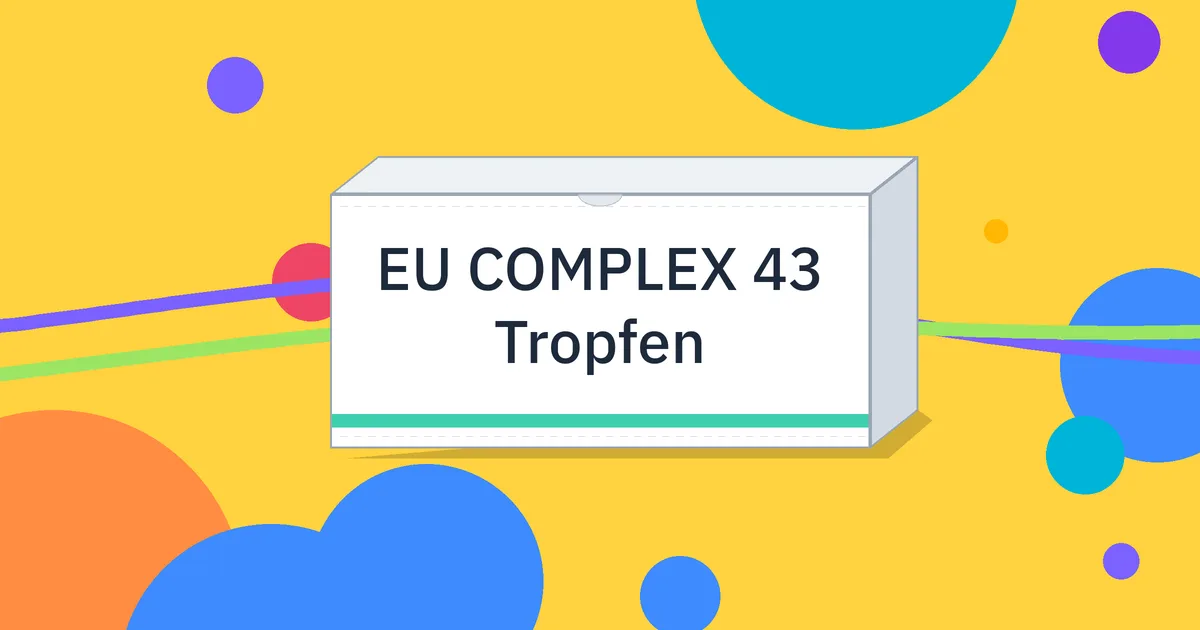 Symbolbild: Packung mit der Aufschrift EU COMPLEX 43 Tropfen (PZN 17873353) – Verfügbarkeit und Bezug in Apotheken in Frankfurt am Main