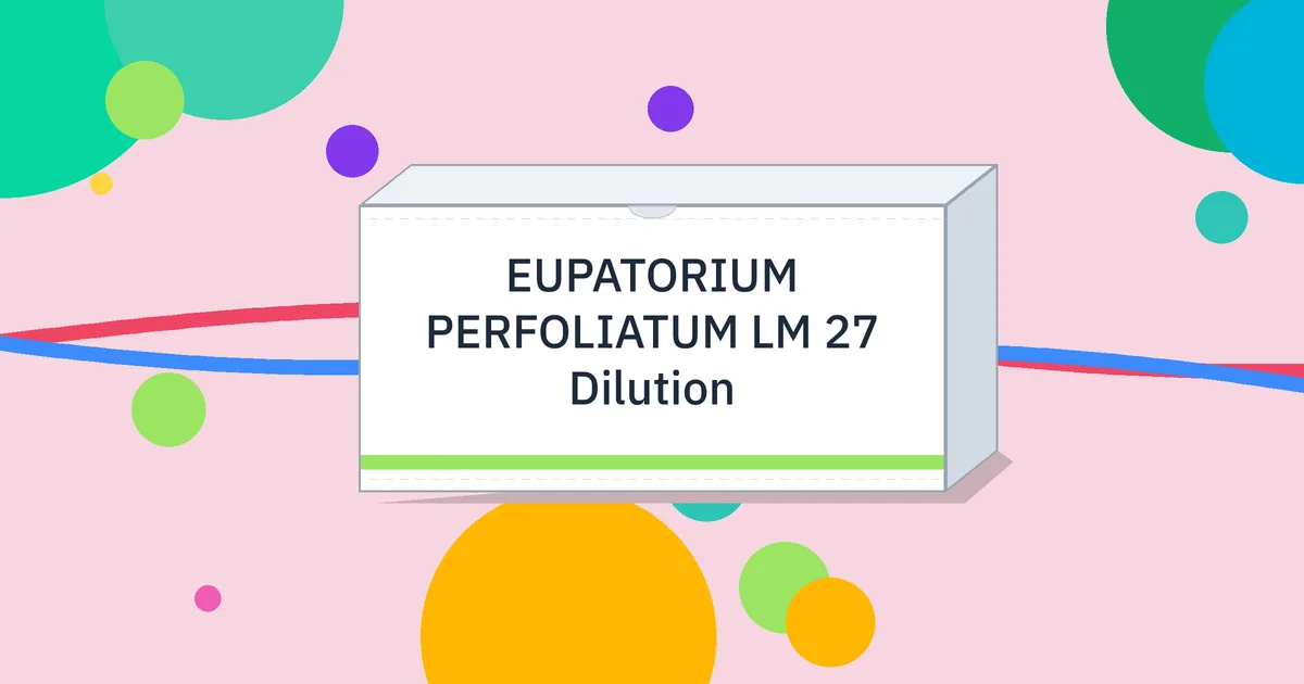 Symbolbild: Packung mit der Aufschrift EUPATORIUM PERFOLIATUM LM 27 Dilution (PZN 12846363) – Verfügbarkeit und Bezug in Apotheken in Frankfurt am Main