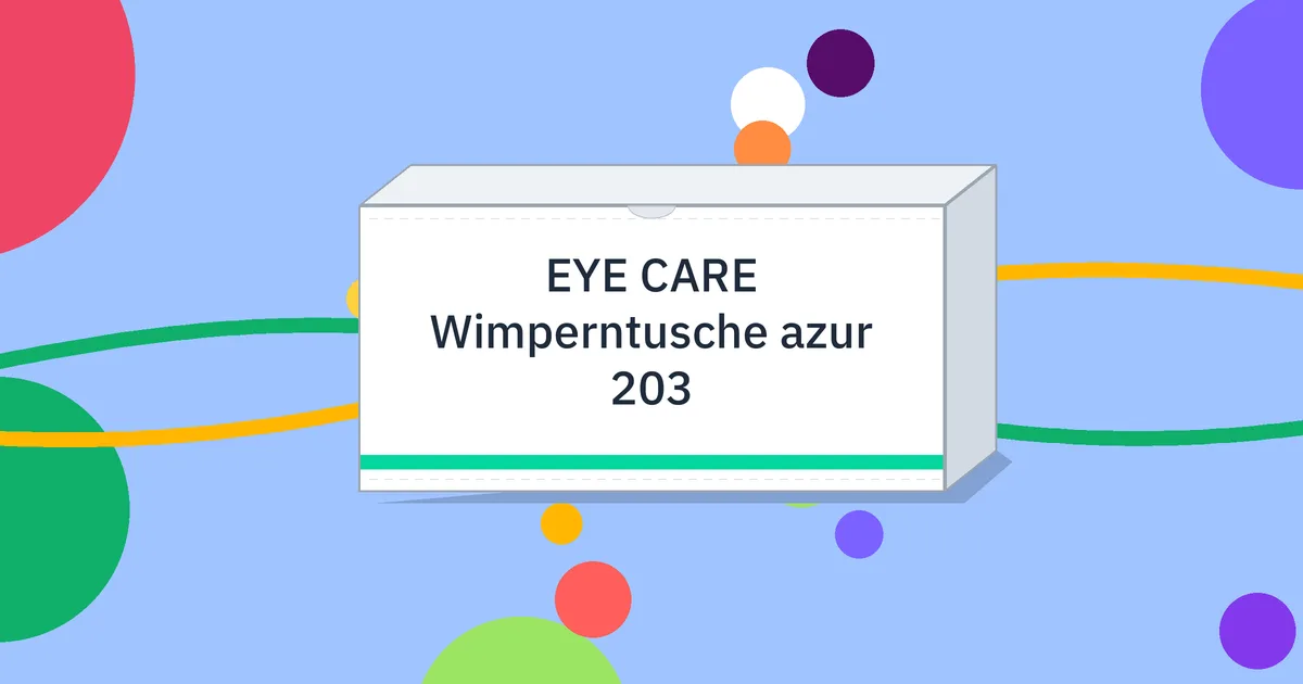 Symbolbild: Packung mit der Aufschrift EYE CARE Wimperntusche azur 203 (PZN 07658145) – Verfügbarkeit und Bezug in Apotheken in Frankfurt am Main