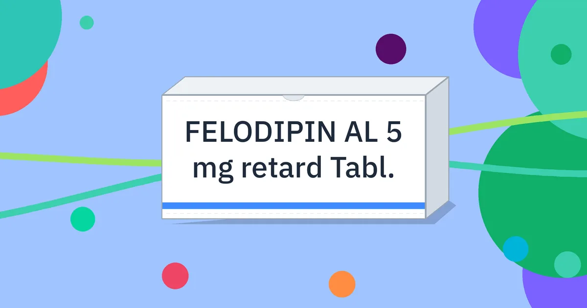Symbolbild: Packung mit der Aufschrift FELODIPIN AL 5 mg retard Tabl. (PZN 02252970) – Verfügbarkeit und Bezug in Apotheken in Frankfurt am Main