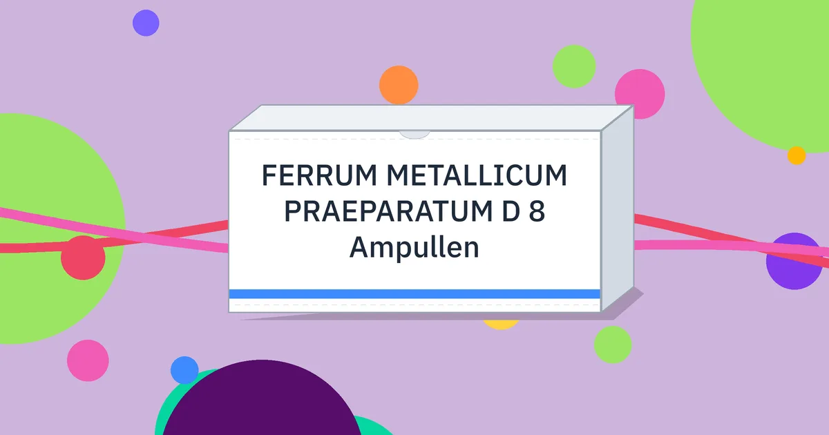 Symbolbild: Packung mit der Aufschrift FERRUM METALLICUM PRAEPARATUM D 8 Ampullen (PZN 01622040) – Verfügbarkeit und Bezug in Apotheken in Frankfurt am Main