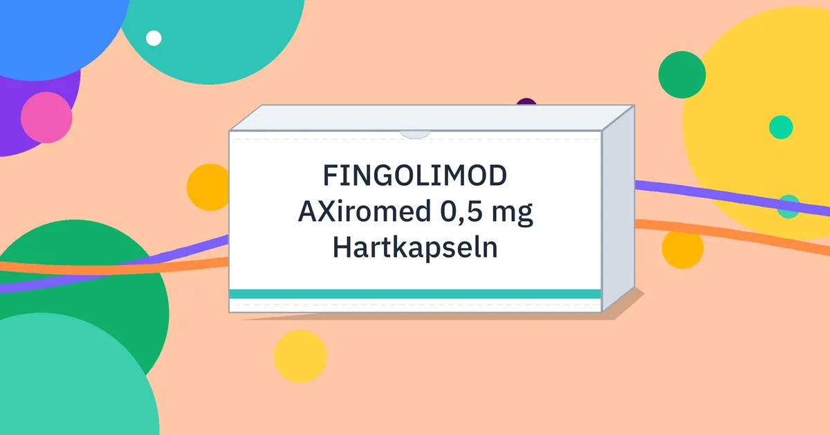Symbolbild: Packung mit der Aufschrift FINGOLIMOD AXiromed 0,5 mg Hartkapseln (PZN 17922608) – Verfügbarkeit und Bezug in Apotheken in Frankfurt am Main