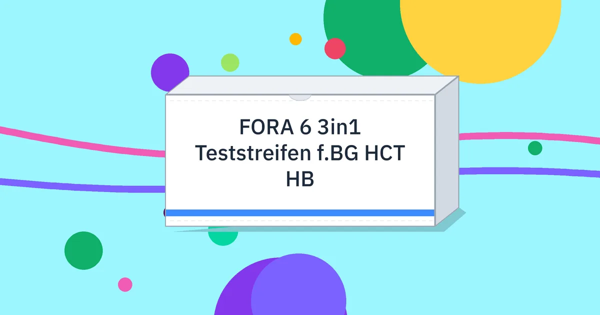 Symbolbild: Packung mit der Aufschrift FORA 6 3in1 Teststreifen f.BG HCT HB (PZN 15246758) – Verfügbarkeit und Bezug in Apotheken in Frankfurt am Main